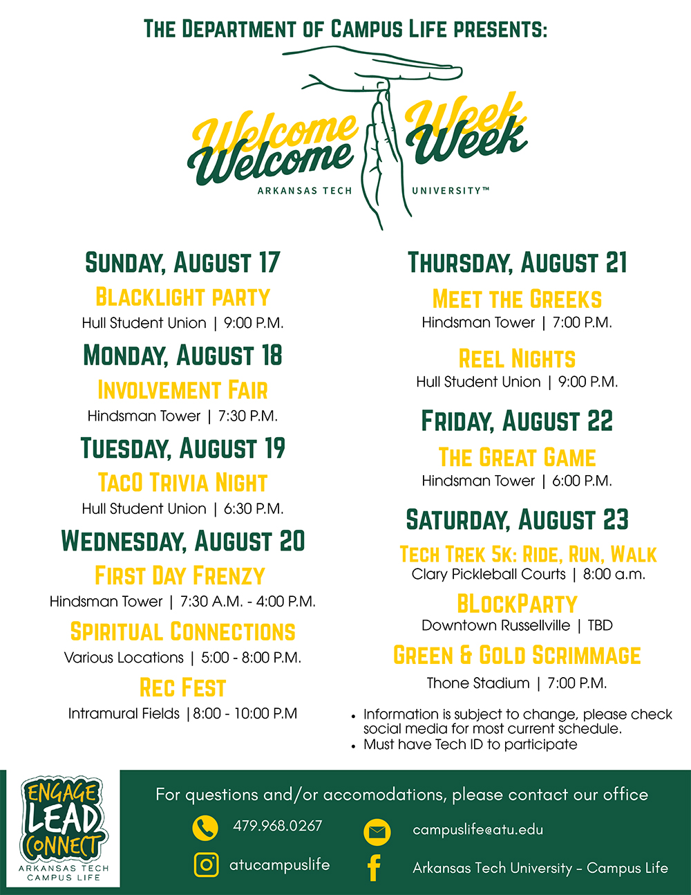 ATU Ready to Begin Fall 2025 During Welcome Week - Arkansas Tech University